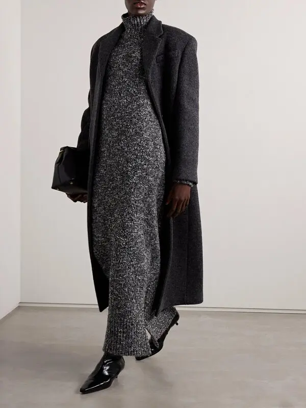 Brandon Maxwell The Frankie Wool-blend Bouclé Turtleneck Maxi Dress