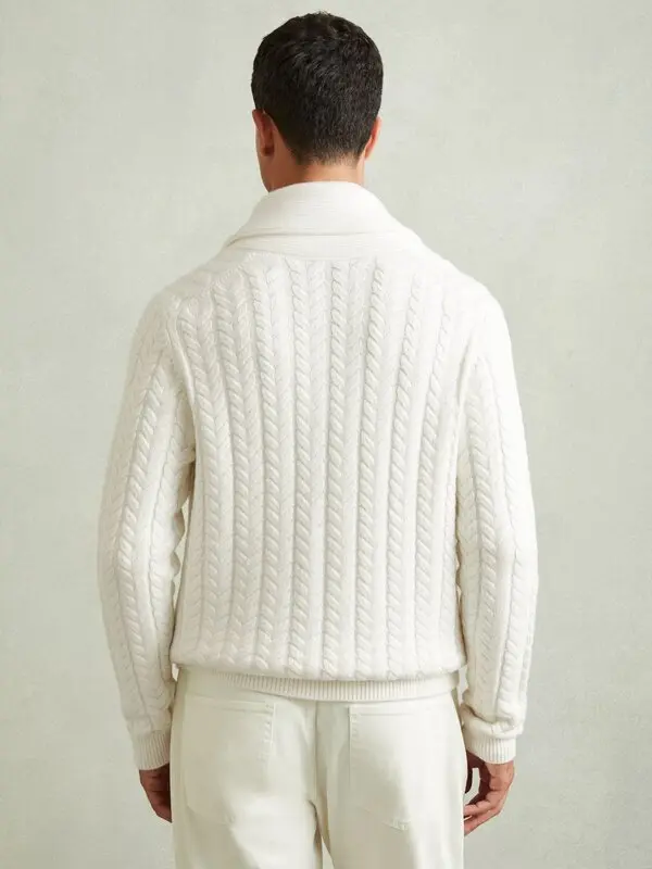 REISS Armitage Cabled Shawl-collar Cardigan