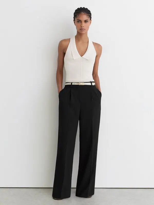 REISS Eden Elasticated-waist Trousers - Black