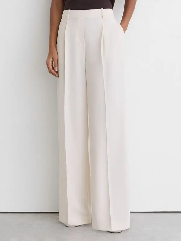 REISS Eden Elasticated-waist Trousers - Cream