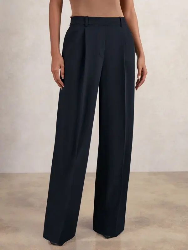 REISS Eden Elasticated-waist Trousers - Navy