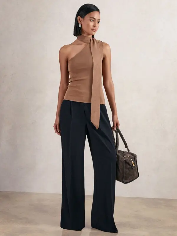 REISS Eden Elasticated-waist Trousers - Navy