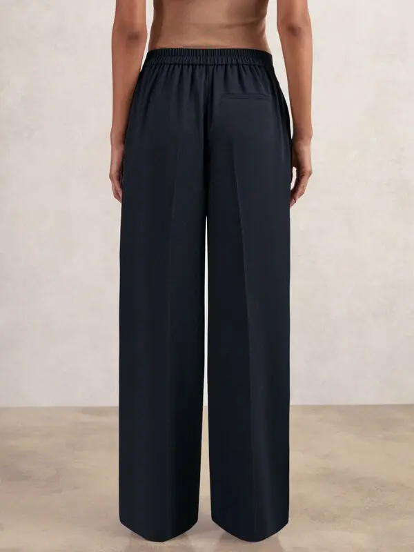 REISS Eden Elasticated-waist Trousers - Navy
