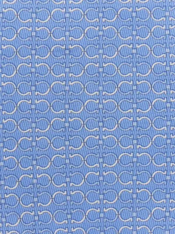 FERRAGAMO Gancini Print Tie - Blue