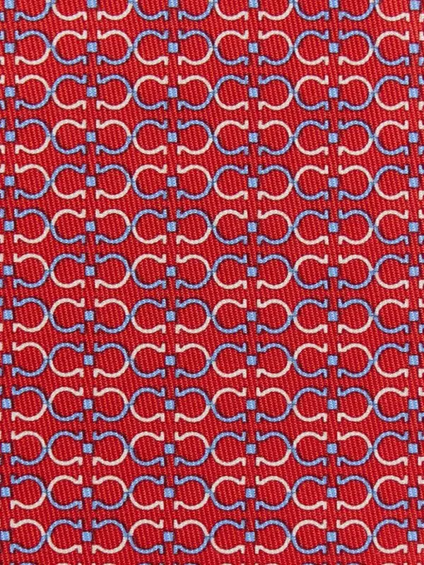 FERRAGAMO Gancini Print Neck Tie - Red