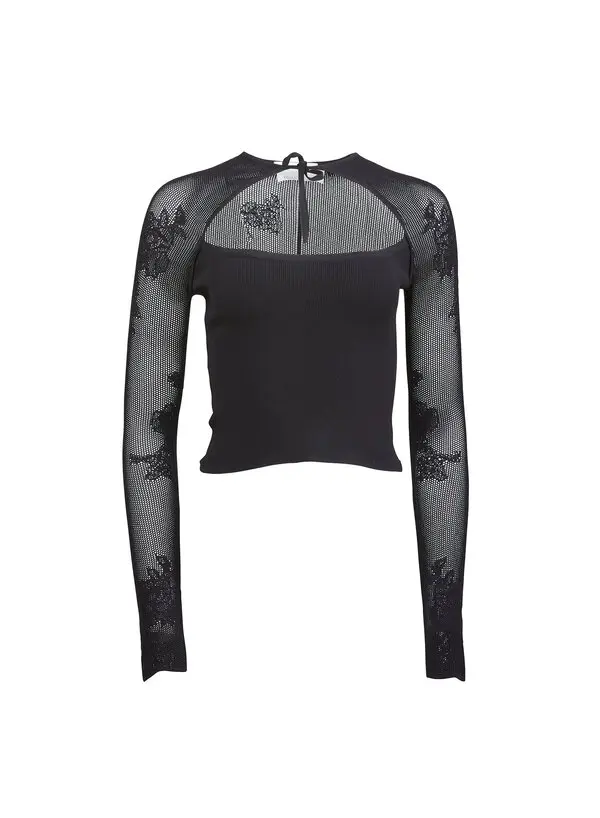 FLEUR DU MAL Lace Pointelle Decollété Top