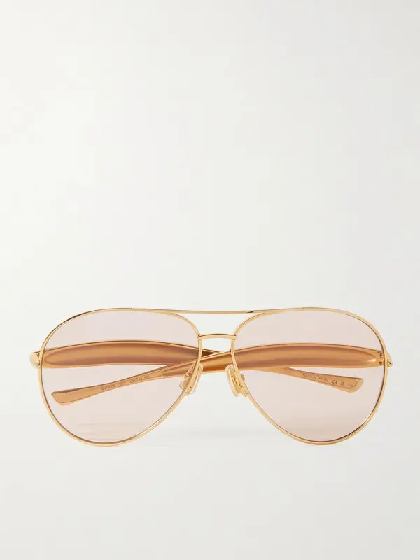 Bottega Veneta Sardine Aviator-style Sunglasses - Gold