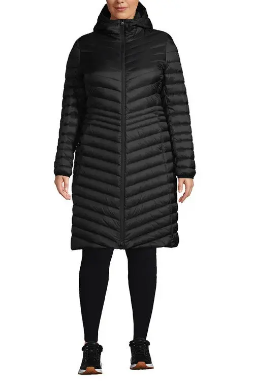 LANDS' END Wanderweight Packable Down Coat - Black