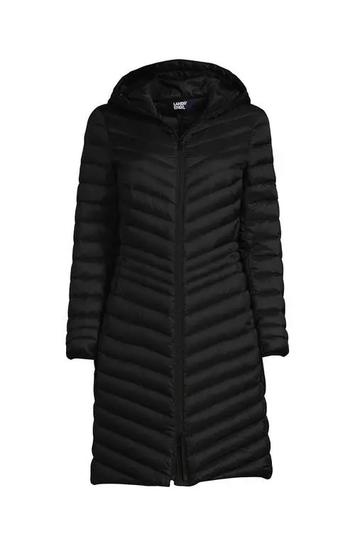 LANDS' END Wanderweight Packable Down Coat - Black