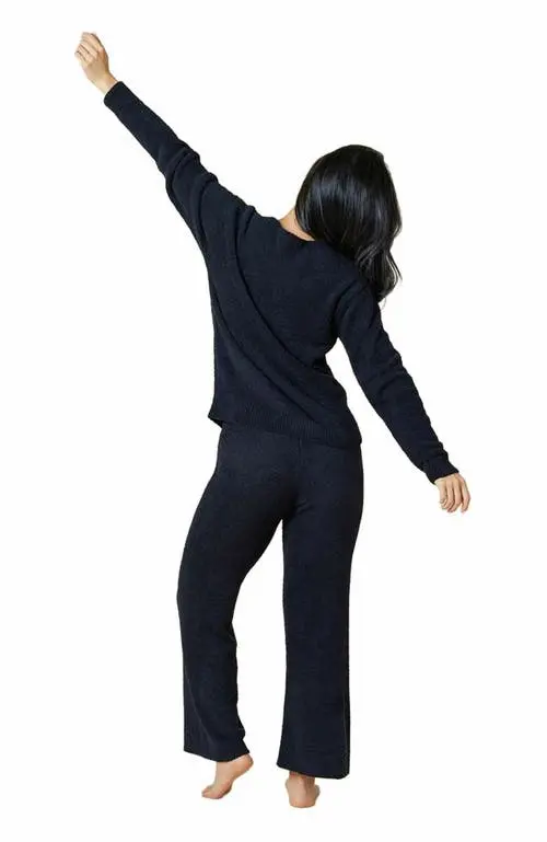 SOFTIES Solid Marshmallow V-neck Lounge Set - Black