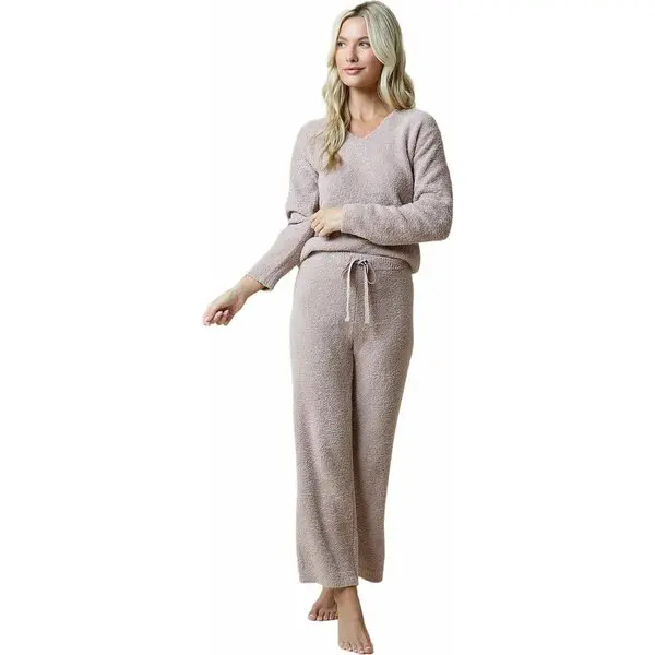 SOFTIES Solid Marshmallow V-neck Lounge Set - Coco