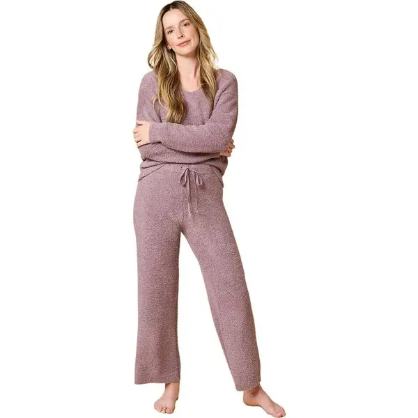 SOFTIES Solid Marshmallow V-neck Lounge Set - Driftwood