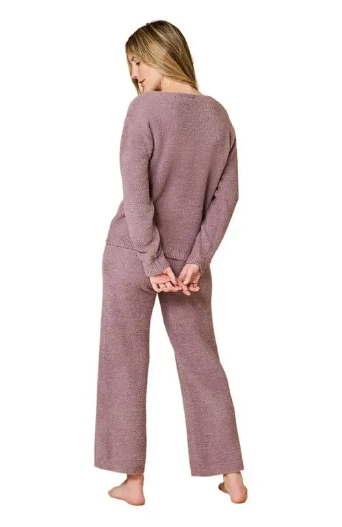 SOFTIES Solid Marshmallow V-neck Lounge Set - Driftwood