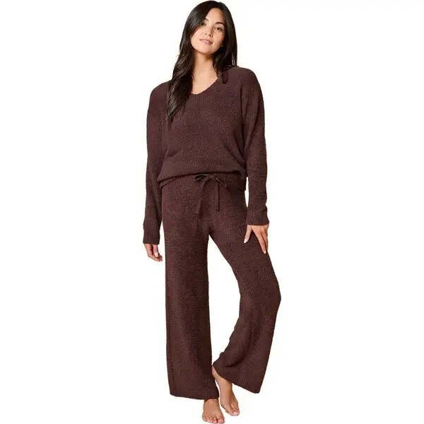 SOFTIES Solid Marshmallow V-neck Lounge Set - Espresso
