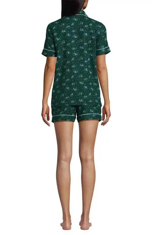 Lands' End Drapey Flannel 2 Piece Pajama Setshort Sleeve Top And Shorts