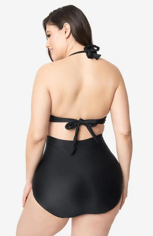 Unique Vintage Monroe Halter Bikini Top - Black