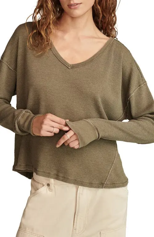 Lucky Brand Waffle Stitch Top - Olive Night
