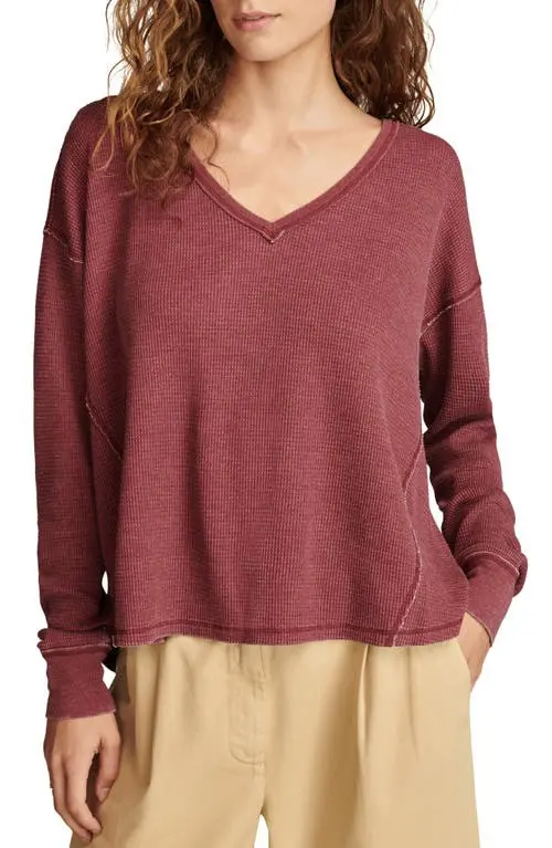 Lucky Brand Waffle Stitch Top - Red Melody