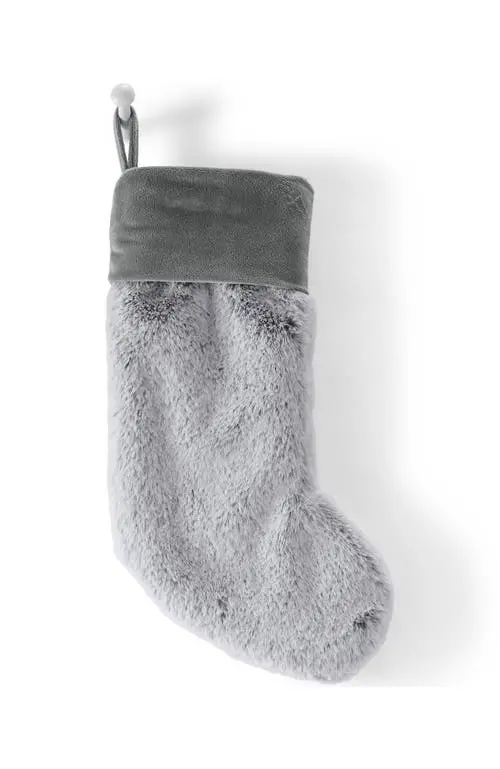 LANDS' END Faux Fur Stocking - Gray Faux Fur