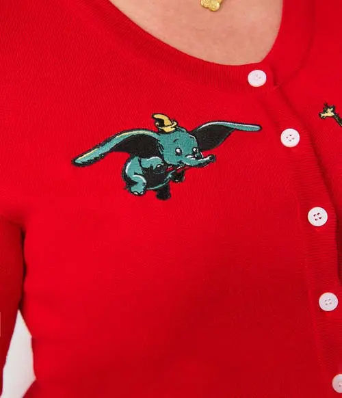 Unique Vintage Embroidered Cardigan - Red Solid