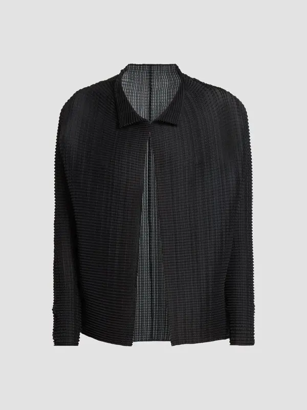 Issey Miyake Wooly Pleats Long-sleeve Shirt Jacket