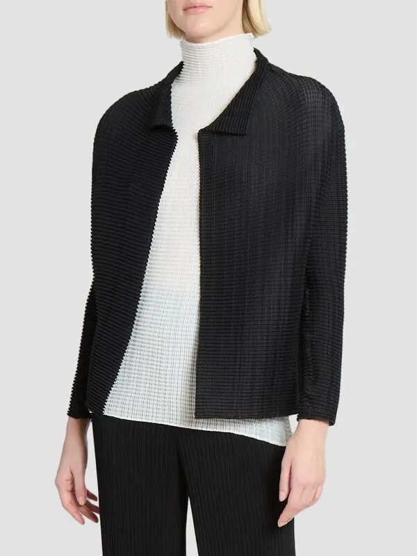 Issey Miyake Wooly Pleats Long-sleeve Shirt Jacket