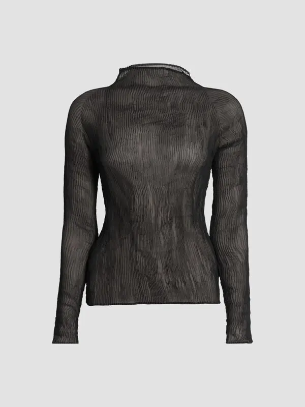 Issey Miyake Chiffon Twist Plissé Shirt - Black