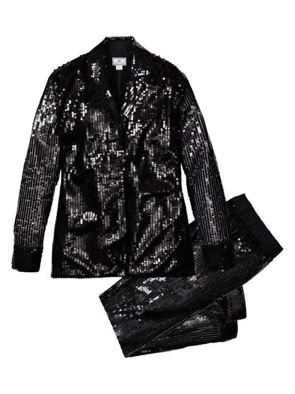 PETITE PLUME Sequined Cotton Pajamas - Black