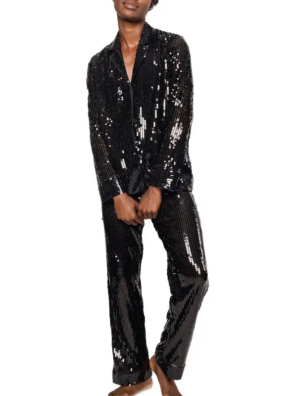 PETITE PLUME Sequined Cotton Pajamas