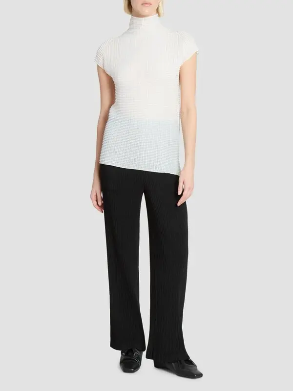 Issey Miyake Wooly Pleats Cap-sleeve Top