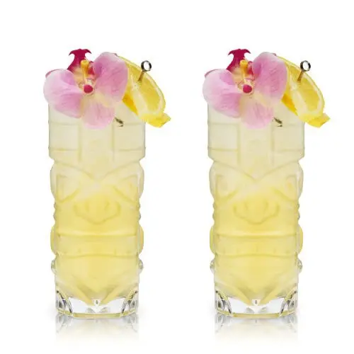 VISKI Pacific Crystal Tiki Glasses Set Of 2 - Clear