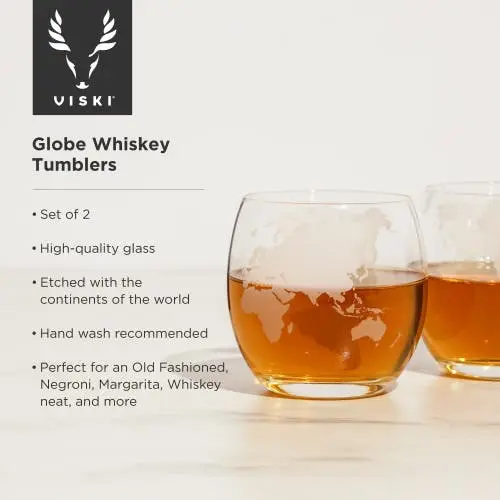VISKI Globe Whiskey Tumblers Set Of 2