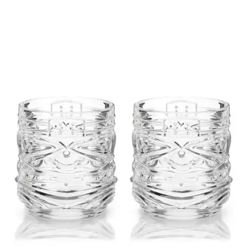 VISKI Pacific Crystal Tiki Dof Tumblers Set Of 2 - Clear