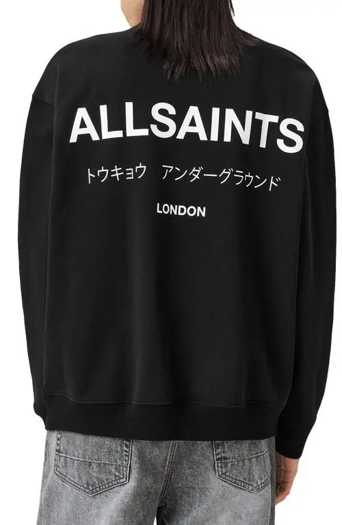 ALLSAINTS Underground Oversized Half Zip Pullover - Jet Black