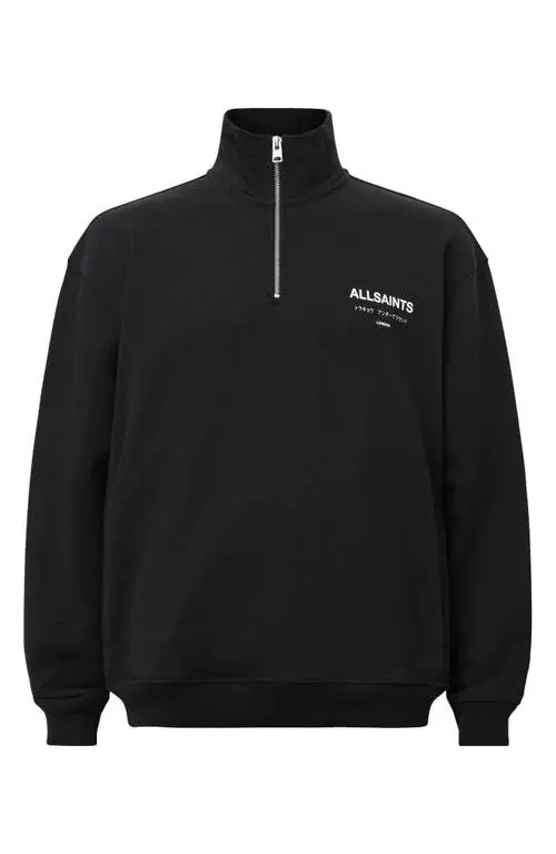 ALLSAINTS Underground Oversized Half Zip Pullover - Jet Black