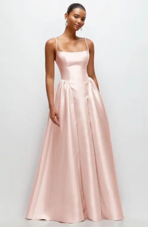 Dessy Collection Sleeveless Satin Gown - Blush