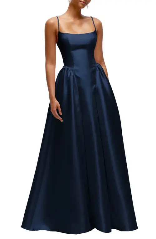 Dessy Collection Sleeveless Satin Gown - Midnight