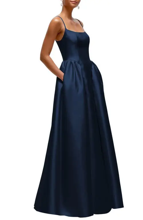 Dessy Collection Sleeveless Satin Gown - Midnight