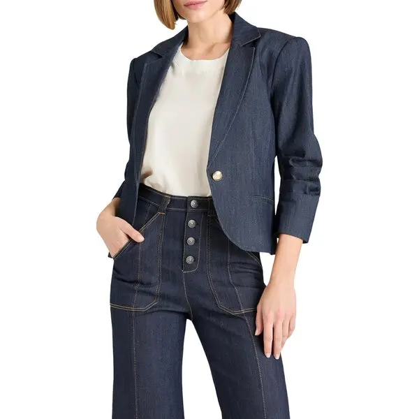 Cinq À Sept Khloe Cropped Denim Blazer