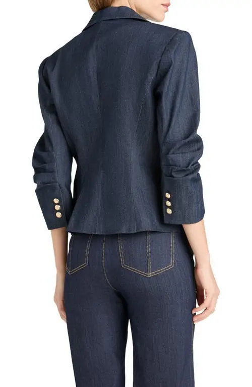 Cinq À Sept Khloe Cropped Denim Blazer - Indigo