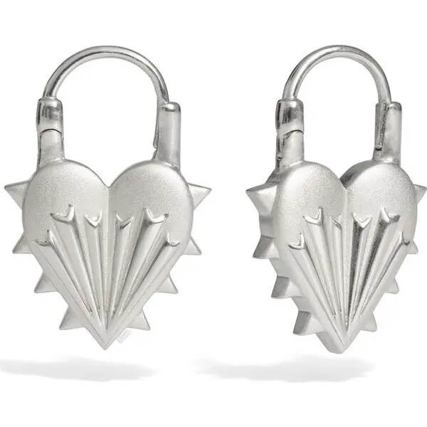 AWE INSPIRED Spiked Heart Hoop Earrings - Sterling Silver