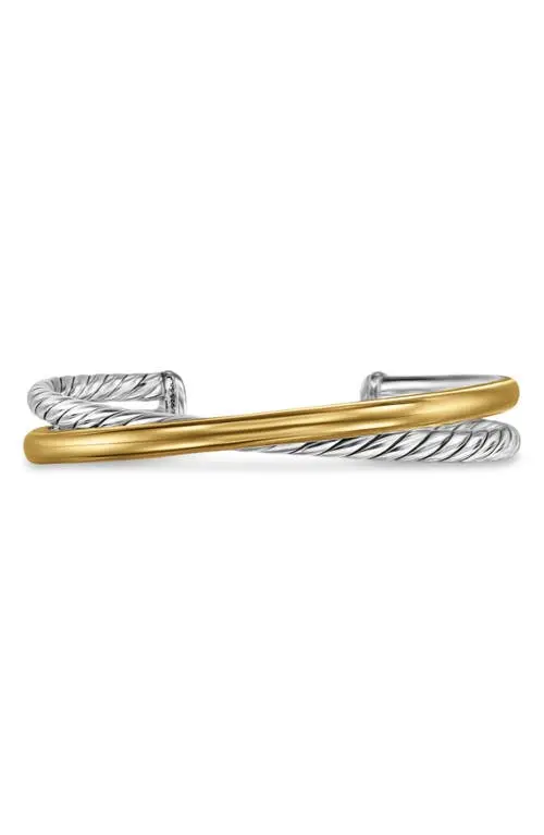David Yurman Crossover Cuff Bracelet - Sterling Silver/ 14k Gold - M