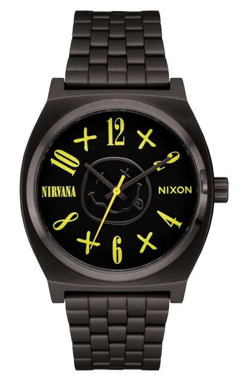 Nixon Nirvana Time Teller Bracelet Watch - Silver Nirvana Smiley Face