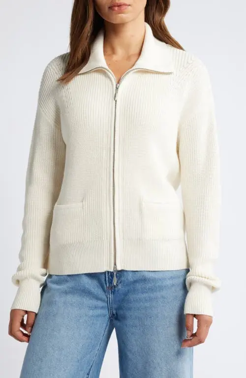 Caslon Cotton-blend Zip-up Cardigan