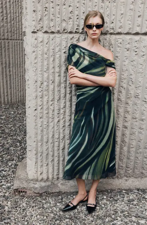 printed asymmetric midi dress Asymmetrical midi party dress. Tenerife and online. – AnandA Novia