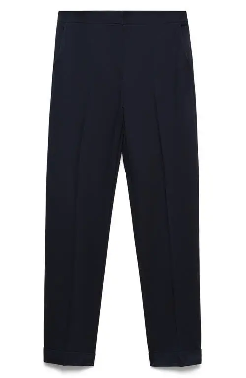 Mango Straight Leg Suit Pants - Dark Navy