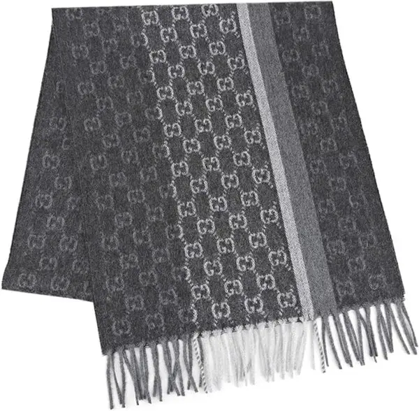 Gucci Gg Logo Scarf - Lead Gray