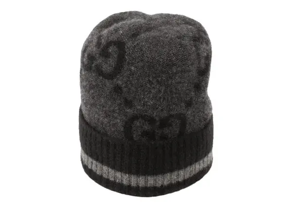 Gucci Gg Knit Cashmere Beanie - Grey/black