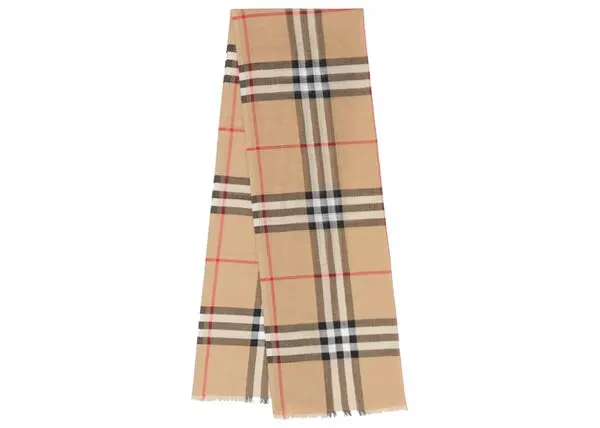 Burberry Lightweight Check Wool Scarf - Archive Beige