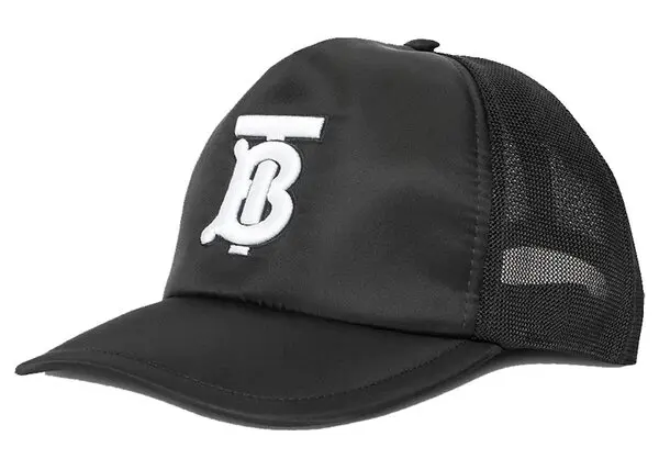 Burberry Monogram Embroidered Trucker Cap - Black/white